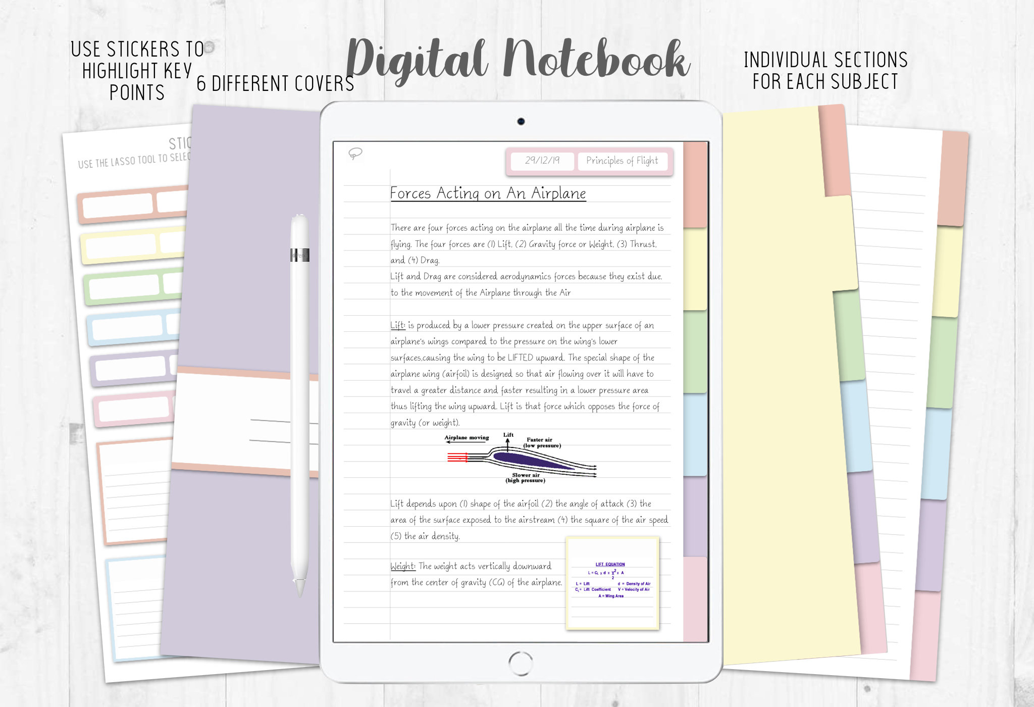 Digital Notebook Pastel, Goodnotes Notebook, 6 Sections, Goodnotes ...