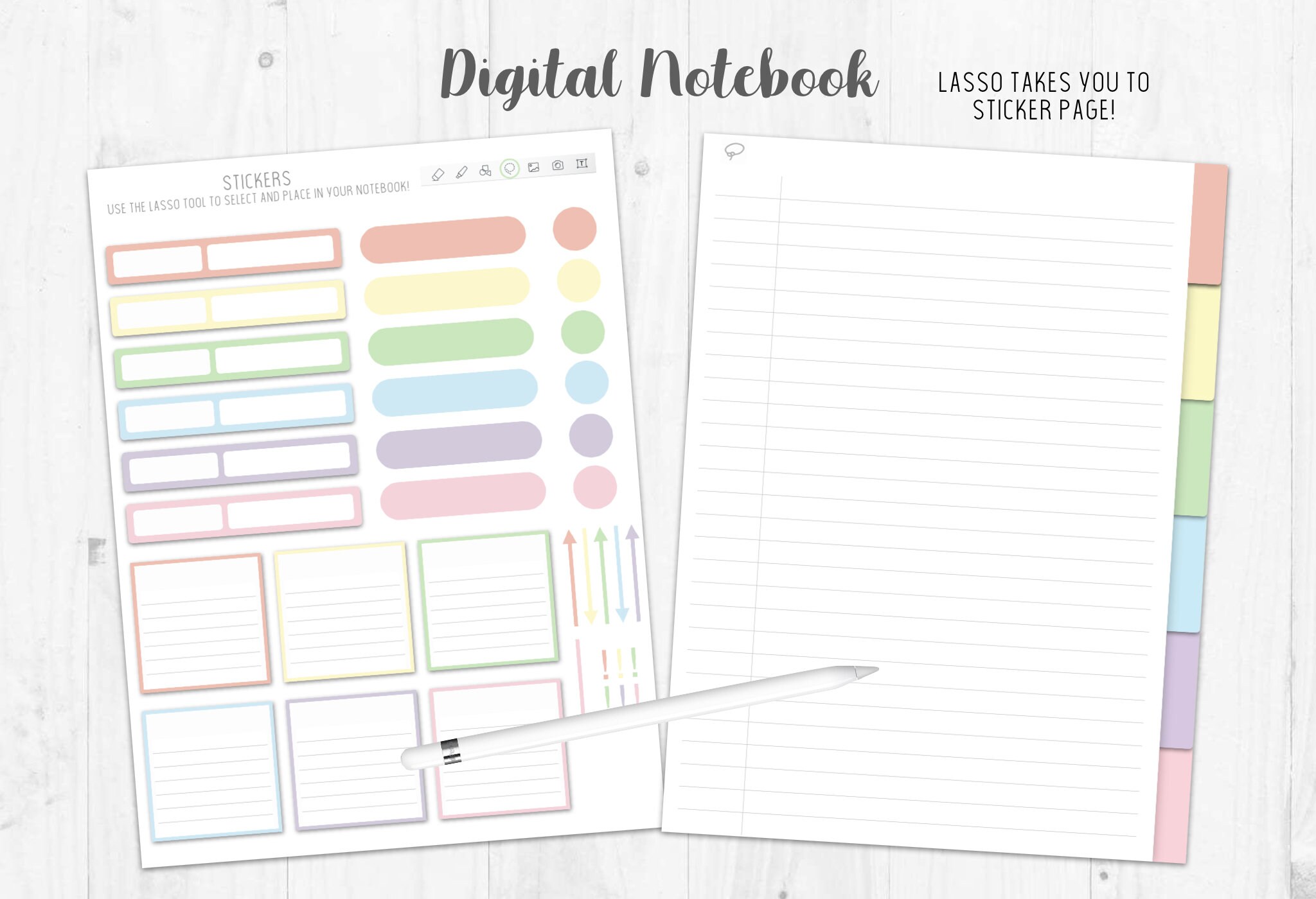 Digital Notebook Pastel, Goodnotes Notebook, 6 Sections, Goodnotes ...