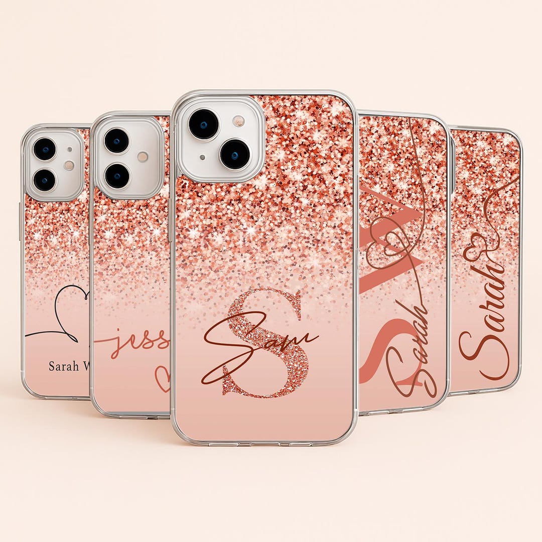 Personalized Rose Gold Glitter Ombre Phone Case: Custom Name Samsung ...