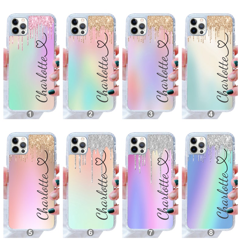 Personalized Aura Glitter Drip Phone Case: Custom Name iPhone Samsung ...
