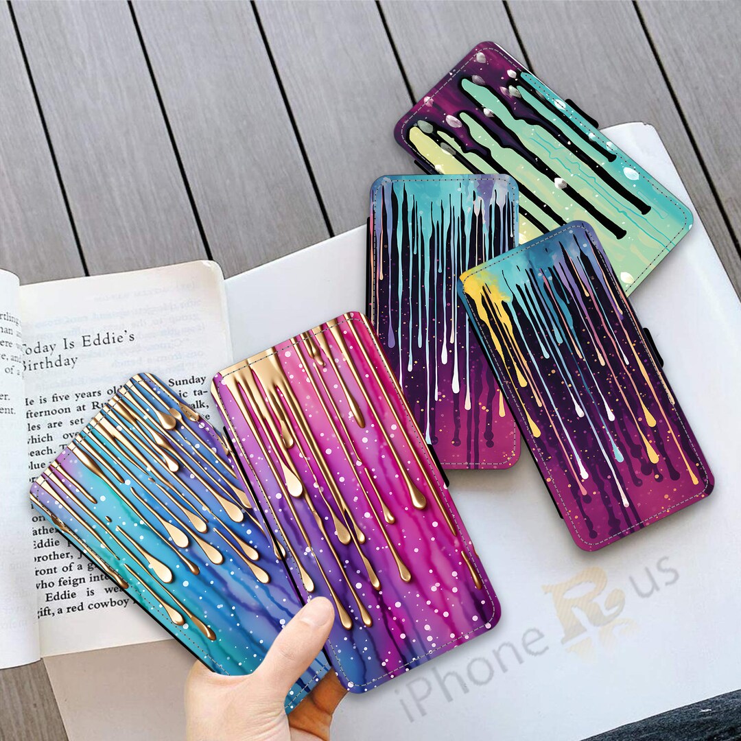 Drip Design Leather Wallet Phone Case for Samsung Galaxy S23 S22 S21 ...
