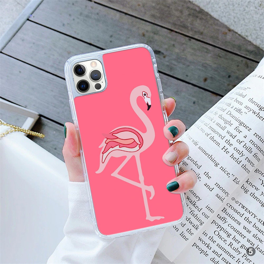 Flamingo Phone Case Clear Gel Grip Sides and Hard Back for - Etsy UK