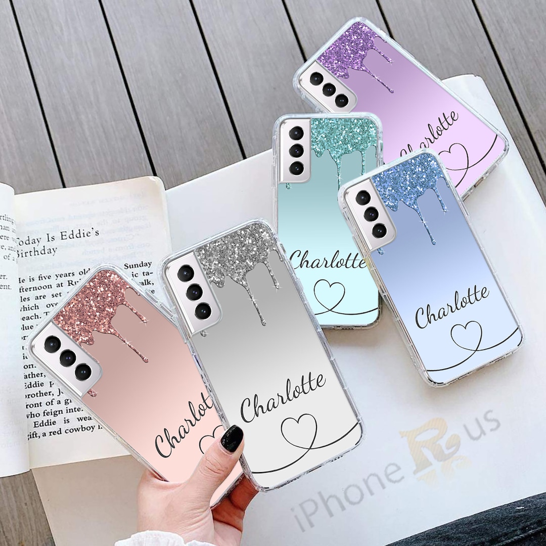 Personalized Glitter Drip Samsung Case: Custom Name Sparkle Cover - Etsy