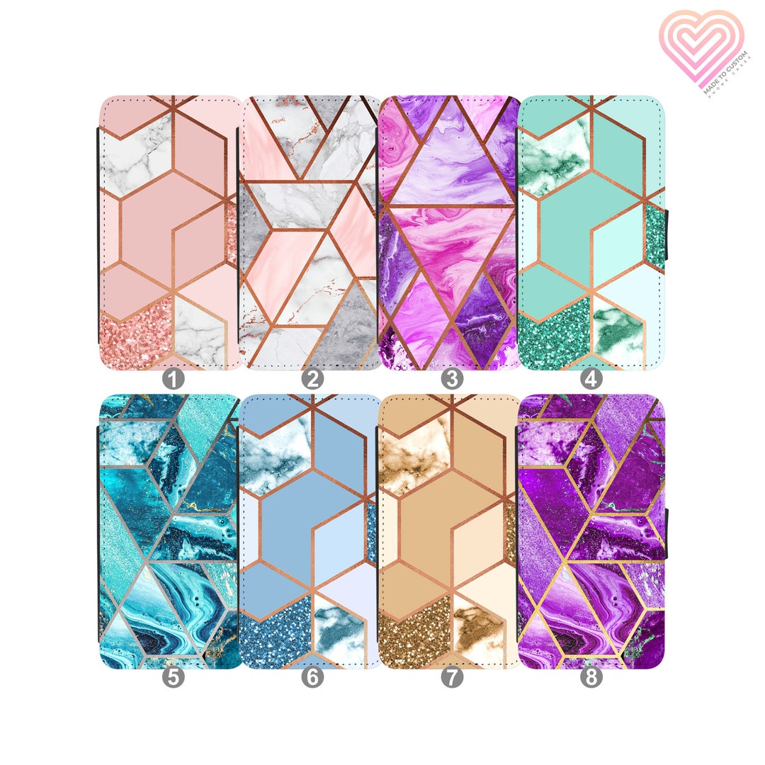 Hexagon Pu Leather Flip Wallet Phone Case for Samsung Galaxy - Etsy UK