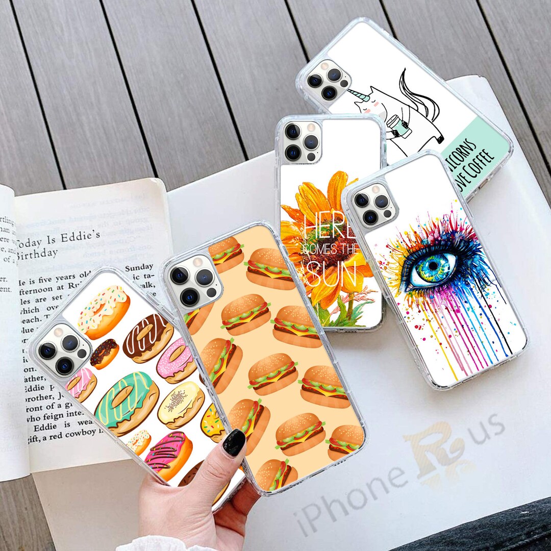 Doughnut Pizza Burger Phone Case Clear Gel Grip Sides and Hard - Etsy UK