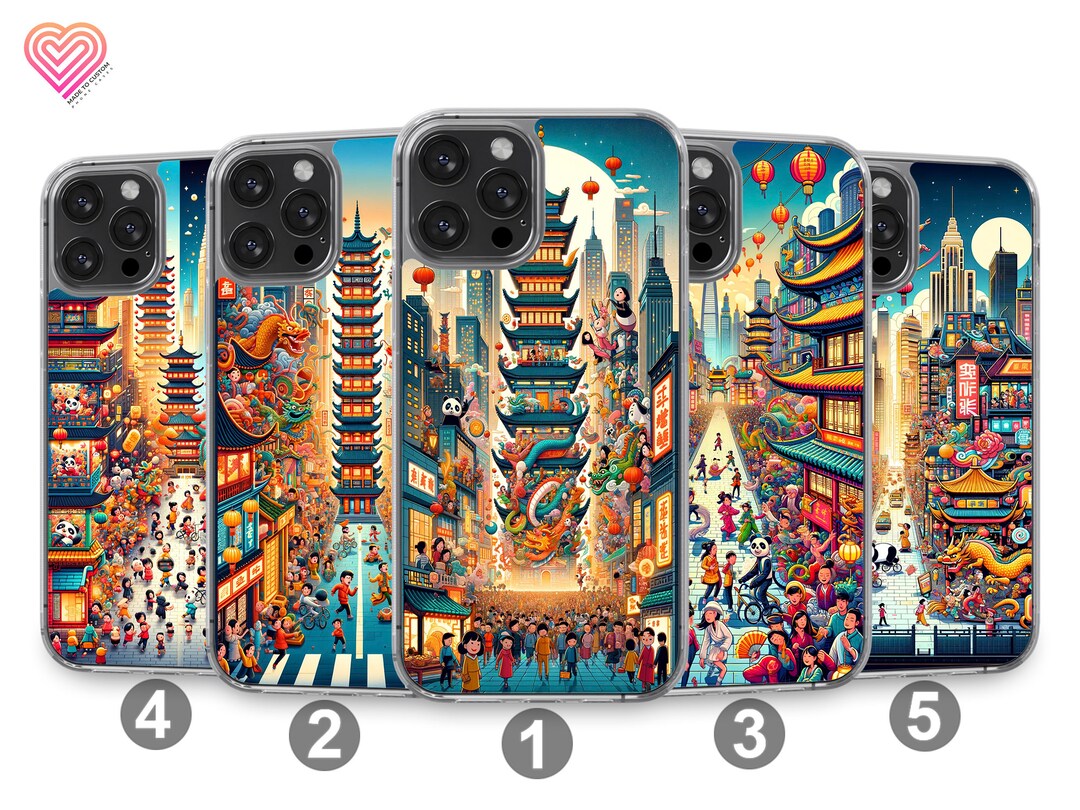 Whimsical China Landmarks Phone Case for iPhone & Samsung Gel Grip ...