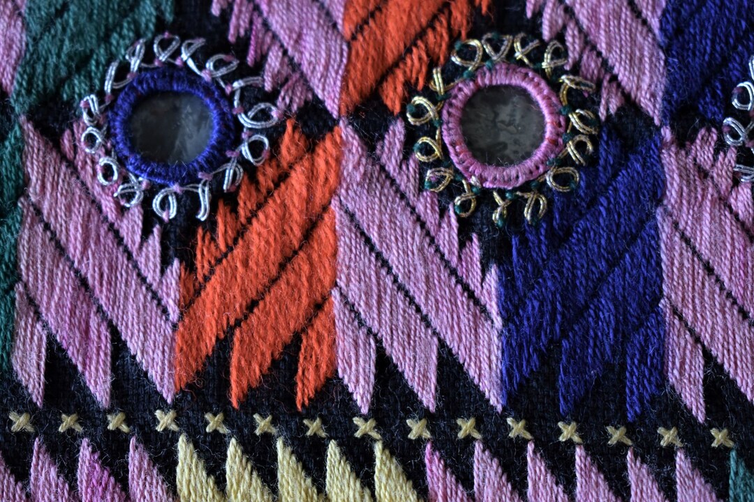 Colourful Vintage Hand Stitched Cloth From Pakistan With Geometric, Fun ...
