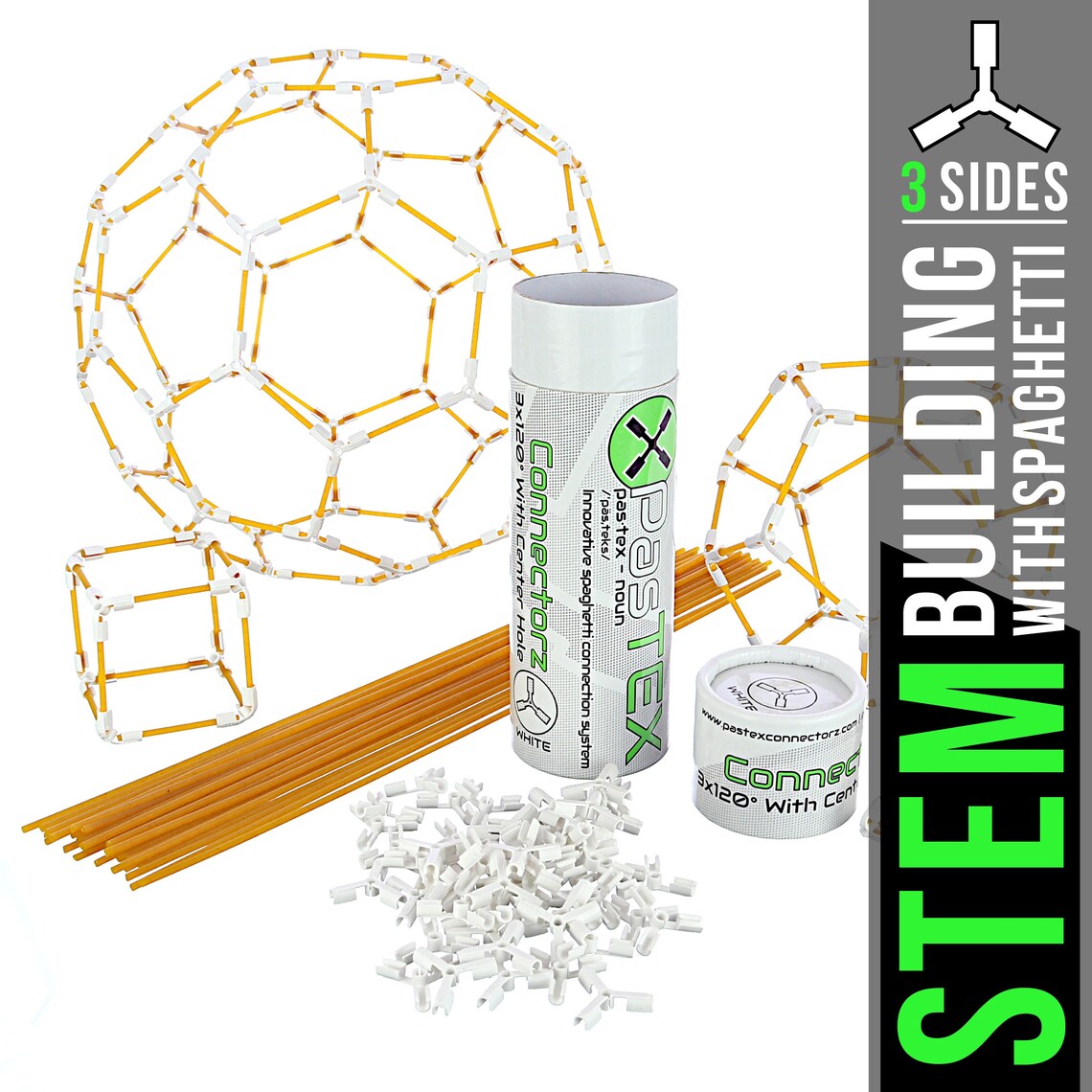 Pastex Spaghetti STEM Building Toy | 3 Sides | 125 Pieces | Stocking ...