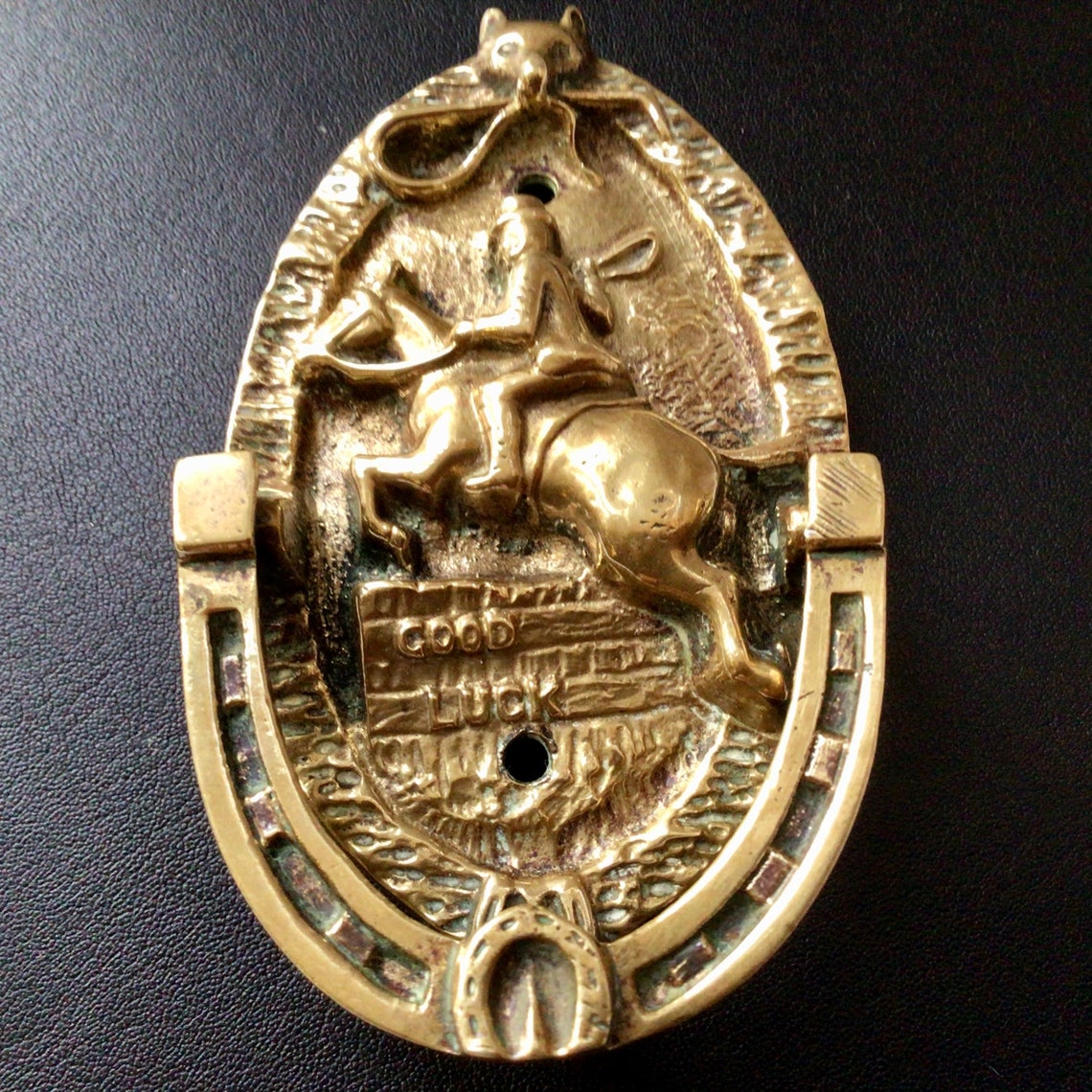 Hunting Good Luck Door Knocker Solid Brass Circa 1950s/1960s - Etsy UK