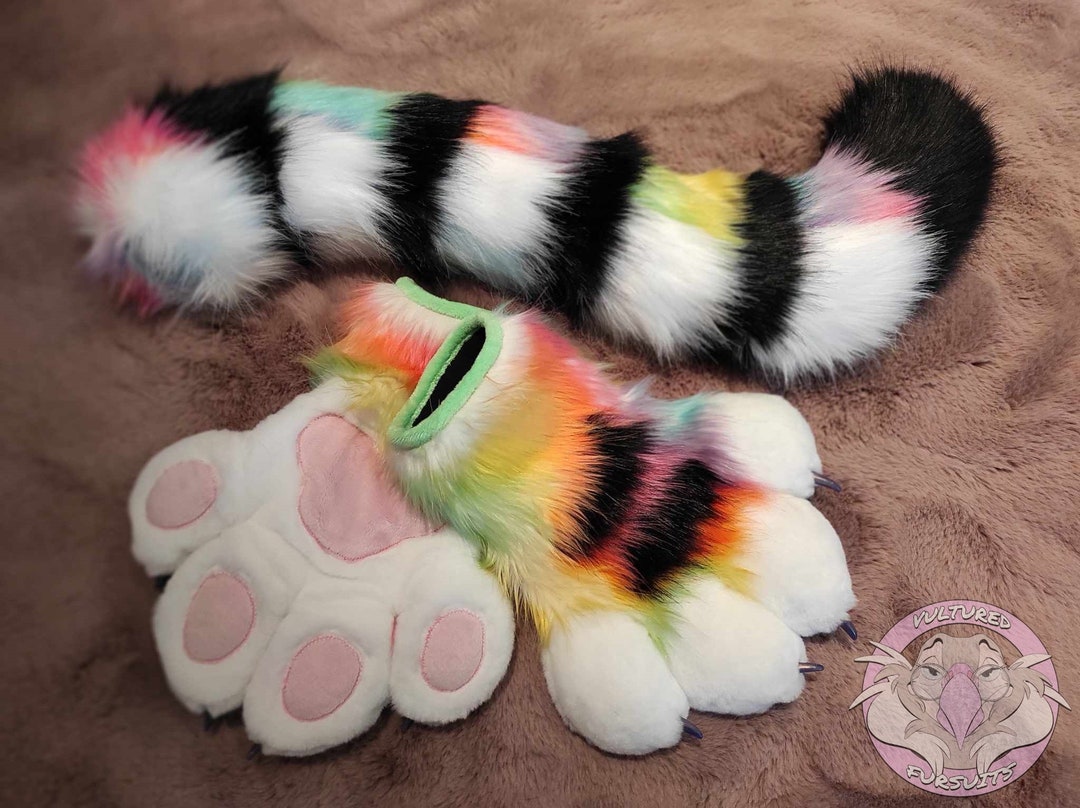 Premade Rainbow Tiger Paw & Tail Set - Etsy