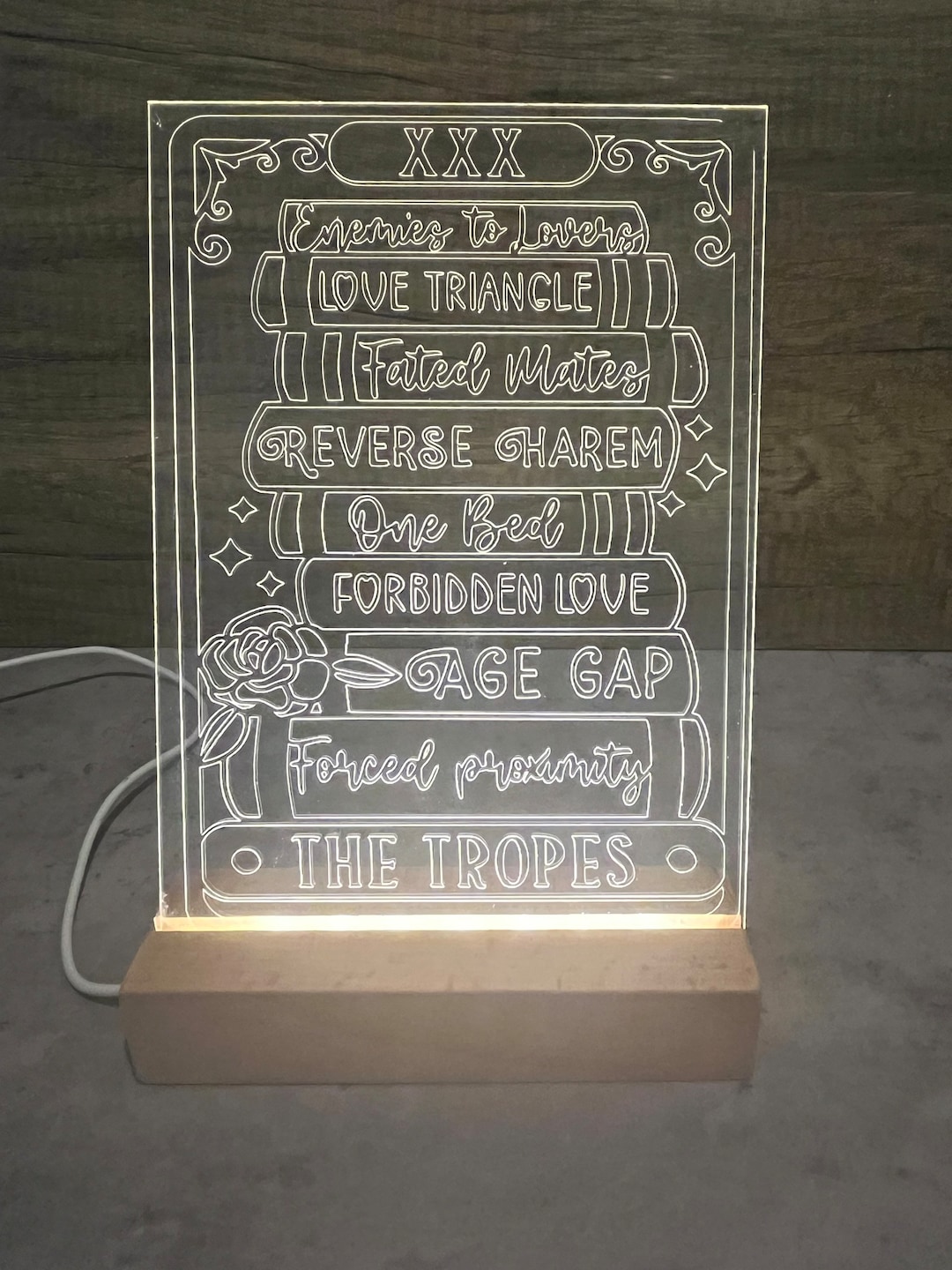 The Tropes Tarot Card LED Acrylic Light - Etsy