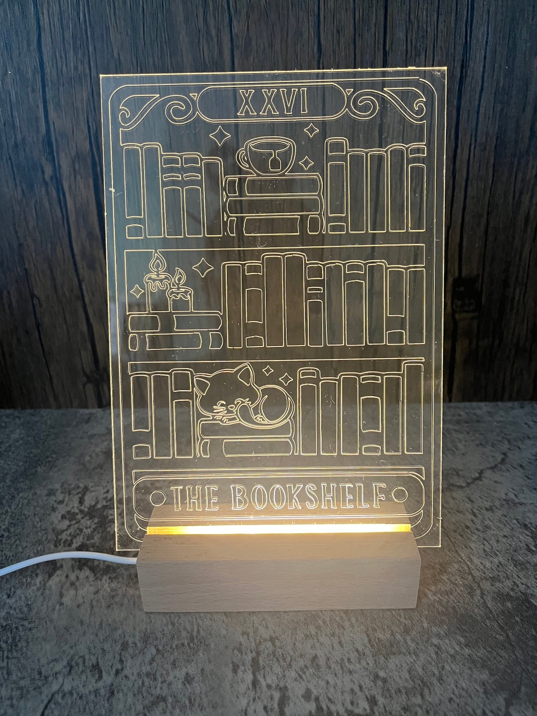 Bookshelf Tarot Card LED Acrylic Light - Etsy