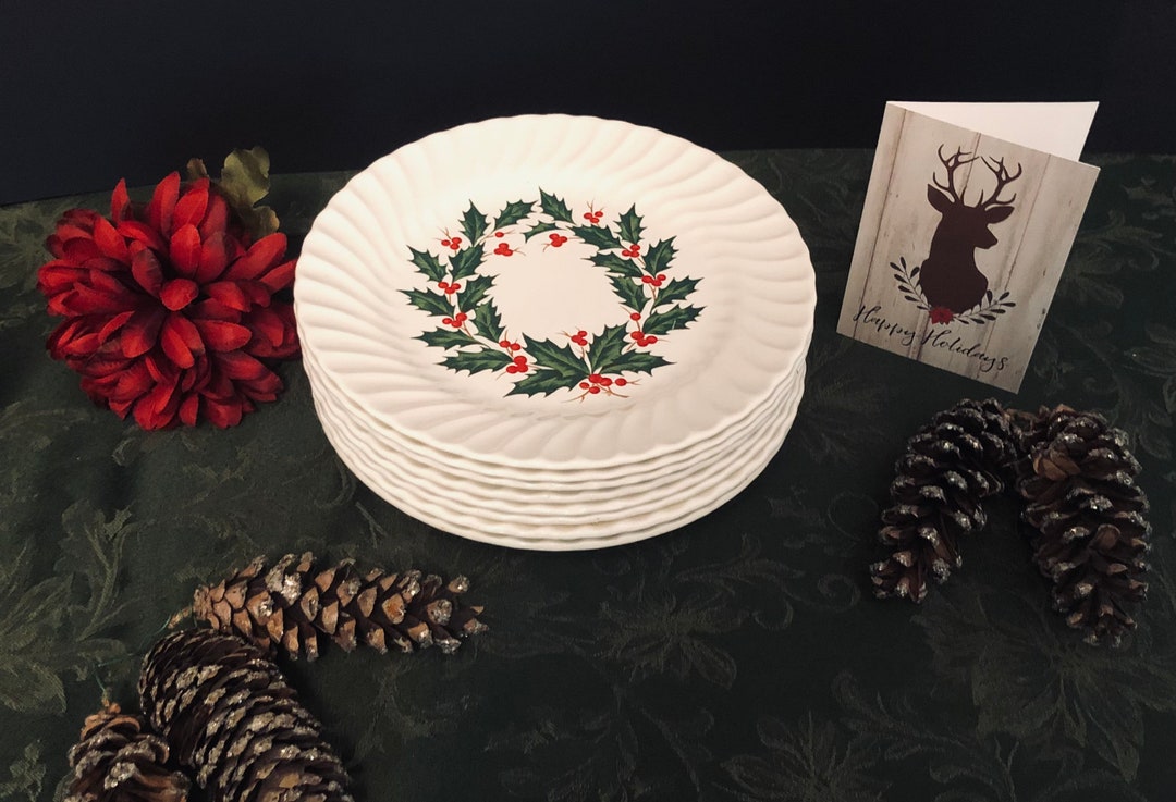 Scio Holly Dinner Plates (set of 4) - Vintage Christmas Ironstone - Etsy