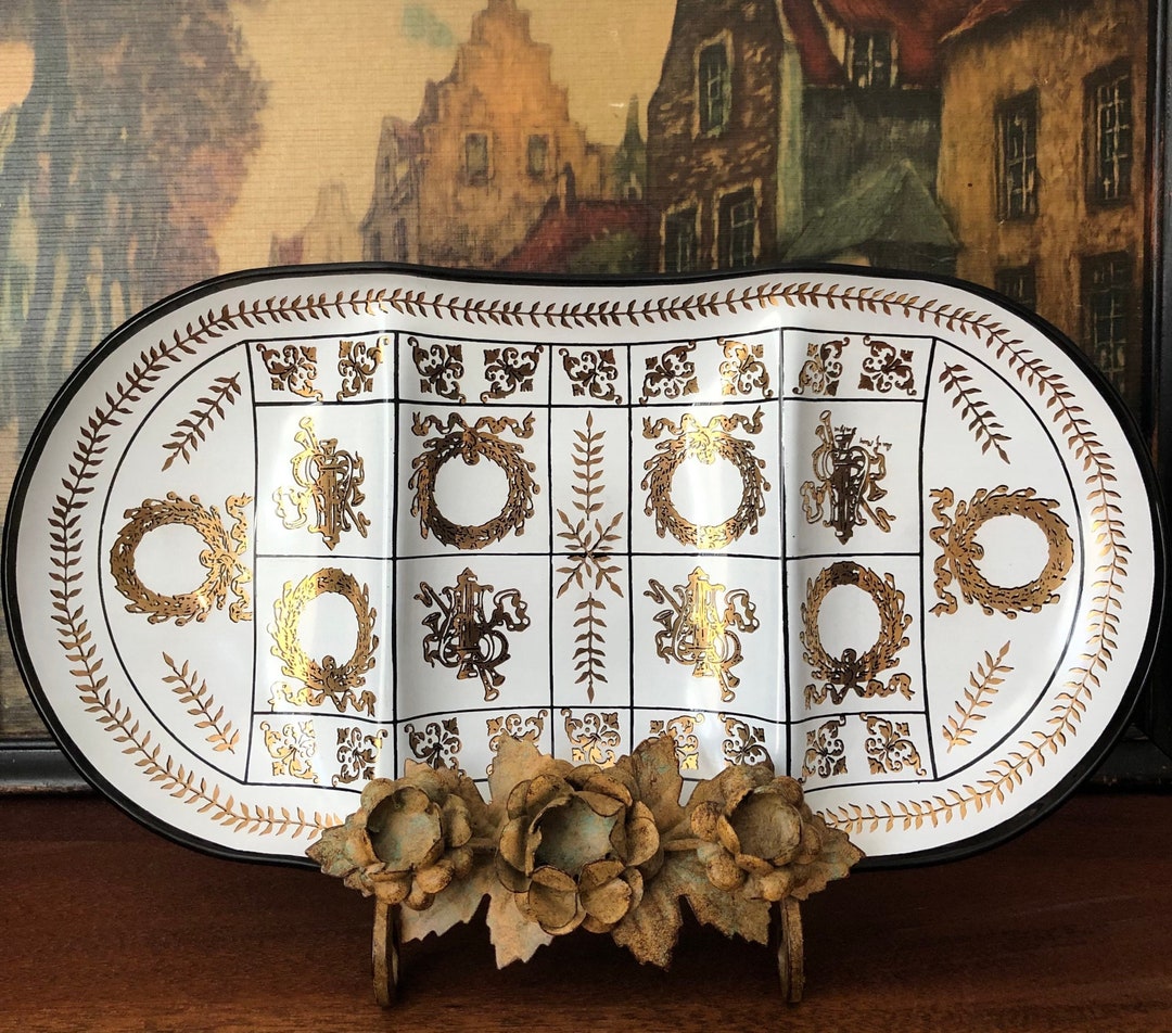 MCM Bent Glass Divided Tray: Gold Neoclassical Bar Appetizer Tray - Etsy
