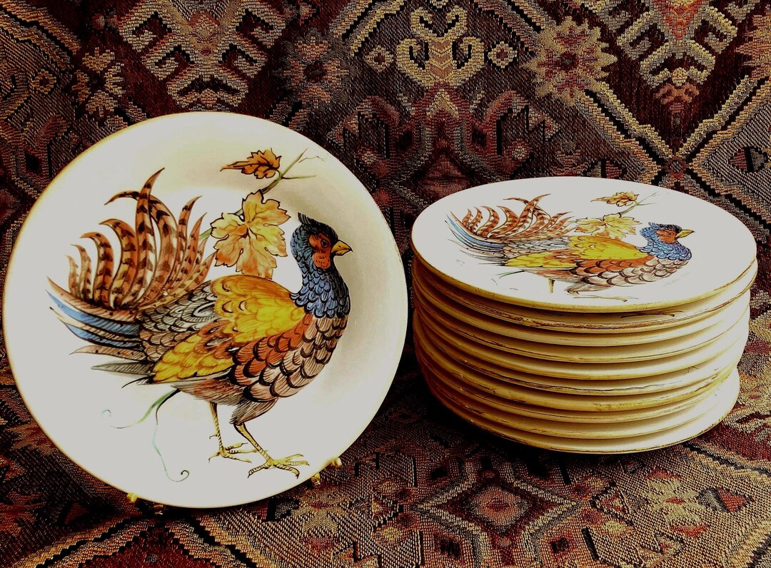 Vintage Sur La Table Pheasant Salad Plates Sets of 4: Italian ...