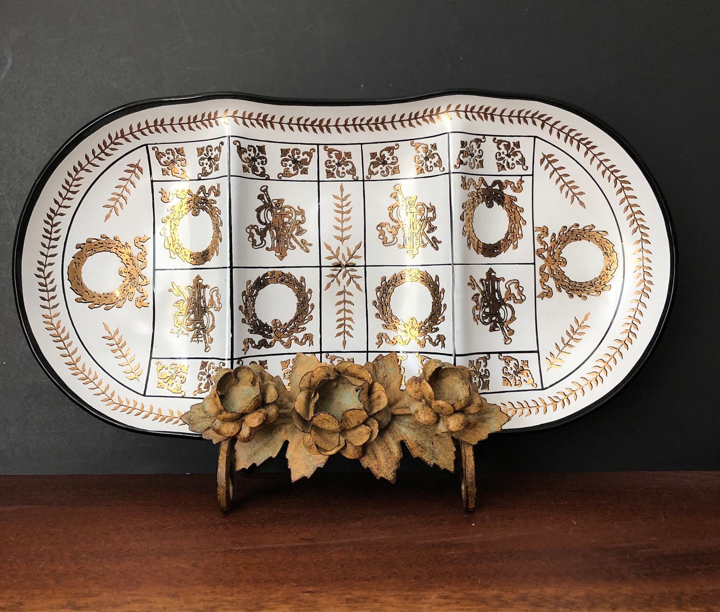 MCM Bent Glass Divided Tray: Gold Neoclassical Bar Appetizer Tray - Etsy
