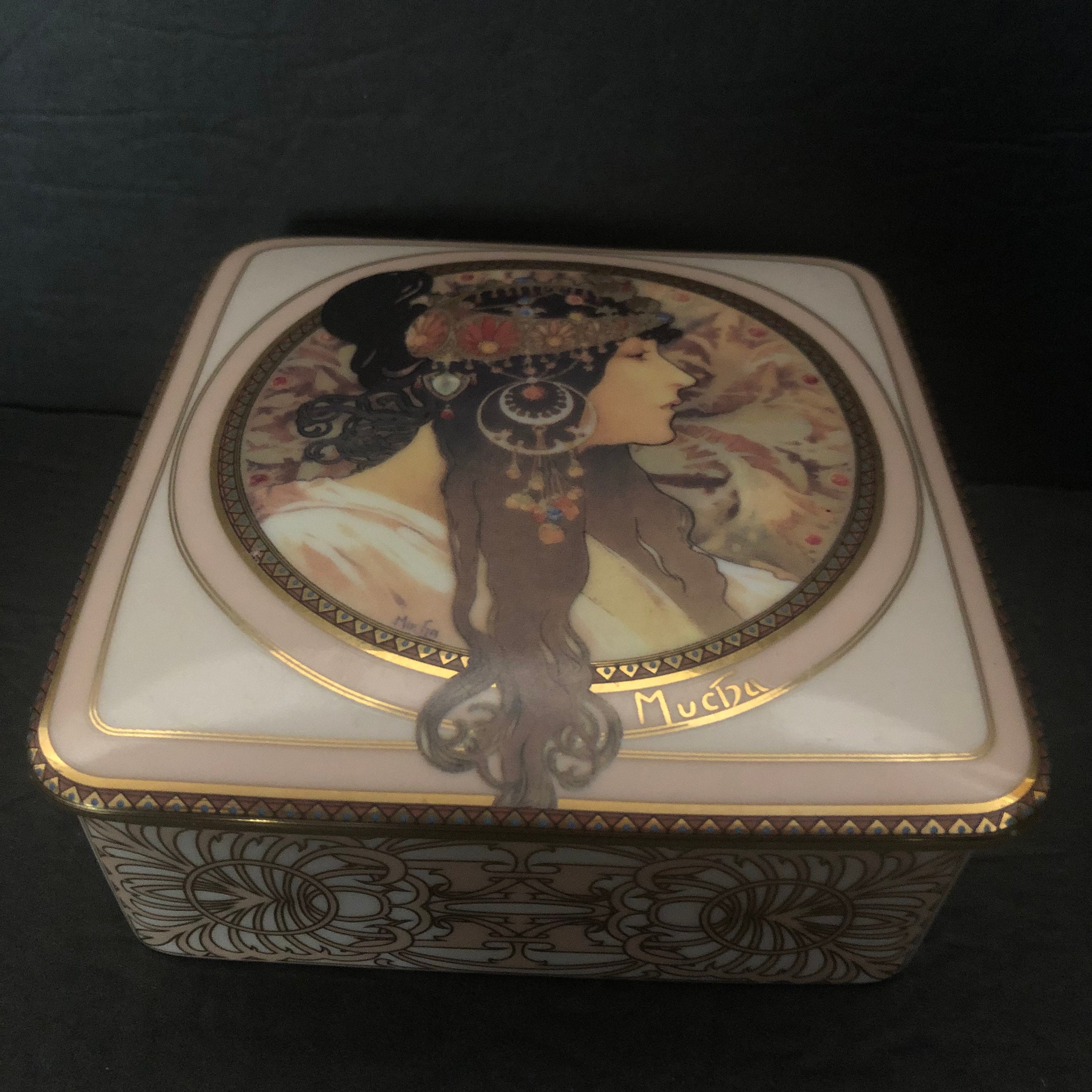 Goebel Artis Orbis Brunette Porcelain Trinket Box Mucha Art - Etsy