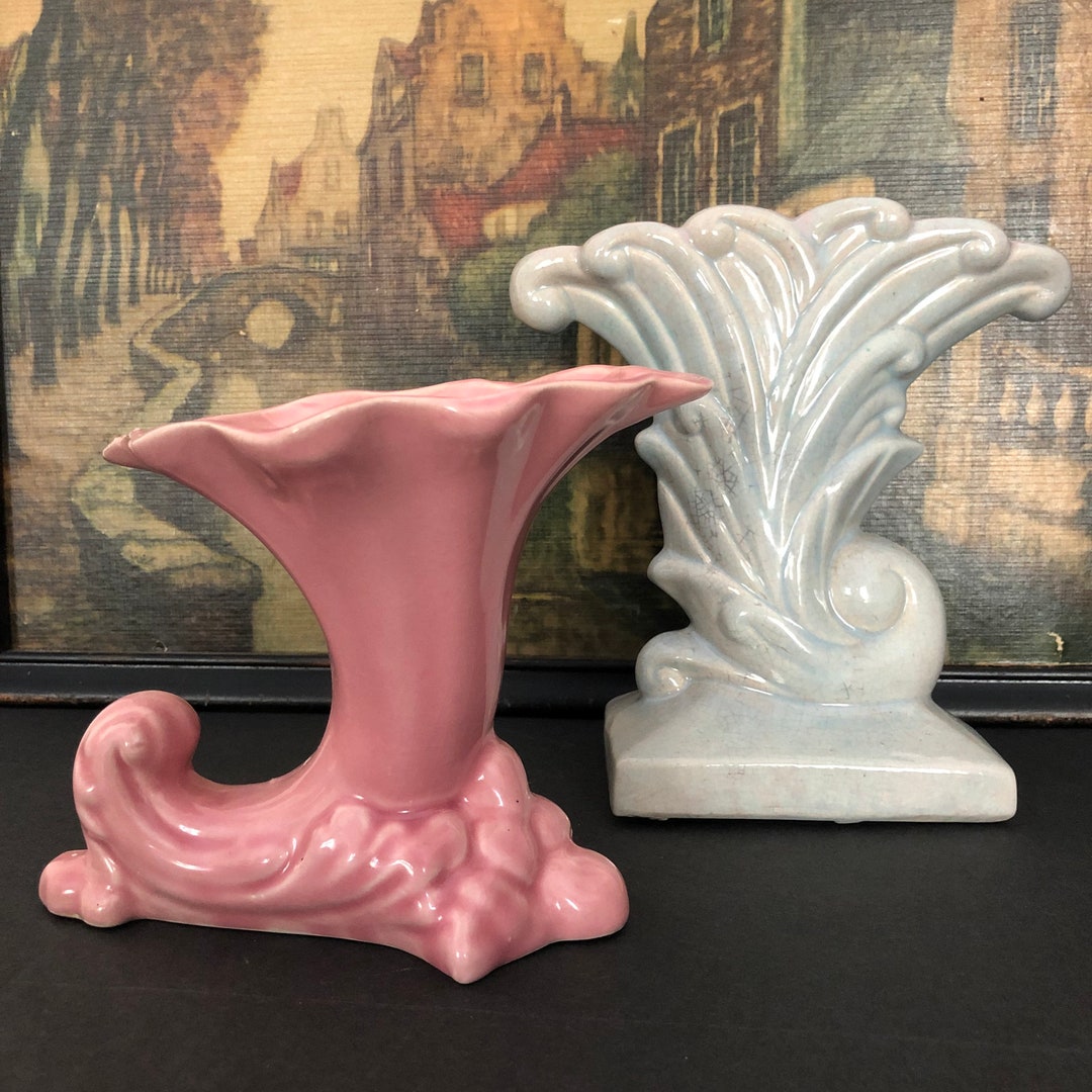 Art Deco Cornucopia Fan Vases Gonder E5 and Pink Cameron Clay, Art ...