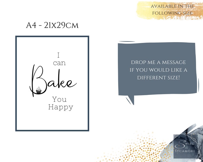 Baking Art Print, I Can Bake You Happy, Cake Quotes, Kitchen Decor Sign ...