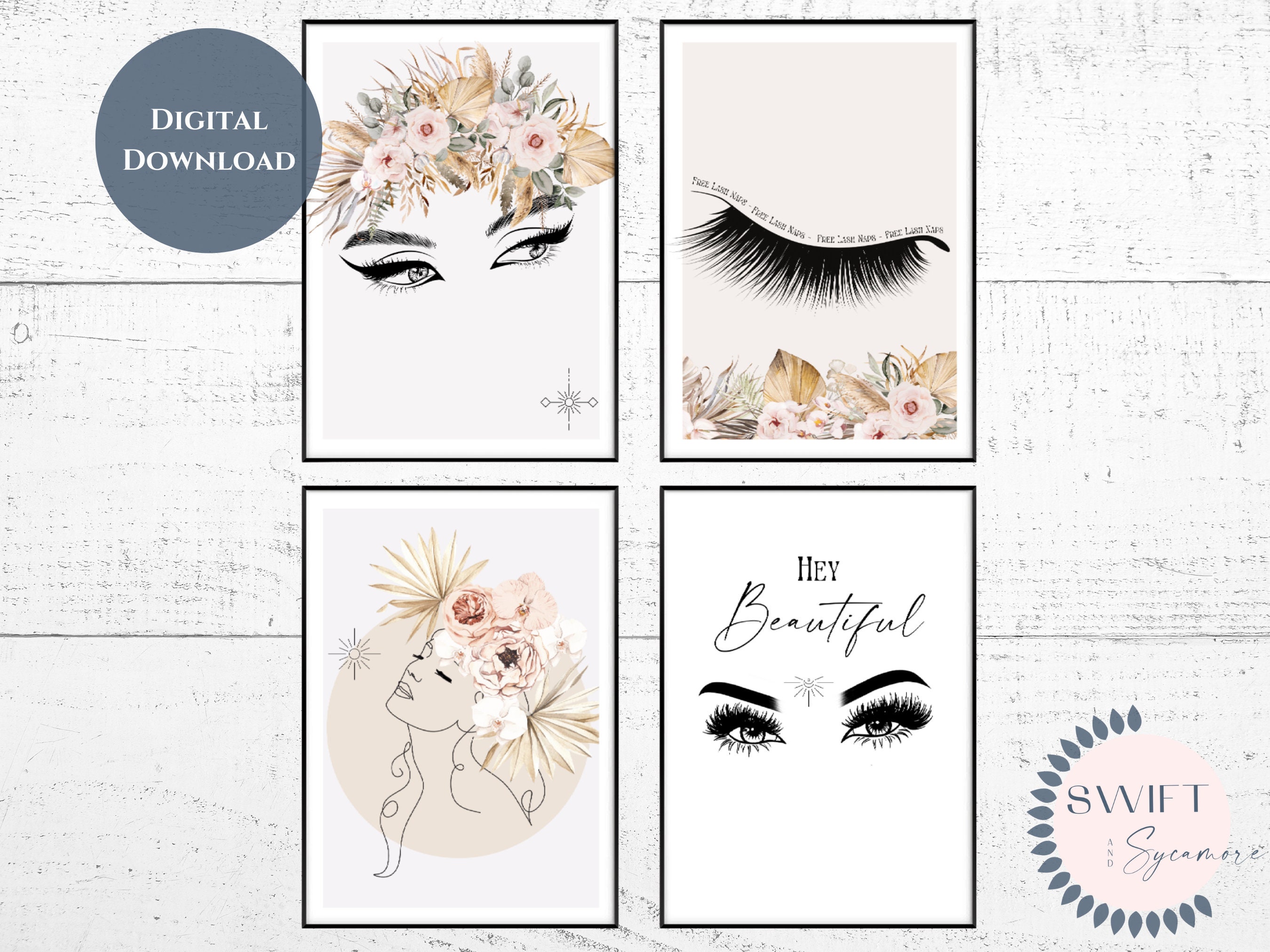 Boho Salon Decor, Lash Techs Gift, Printable Wall Art Neutral ...