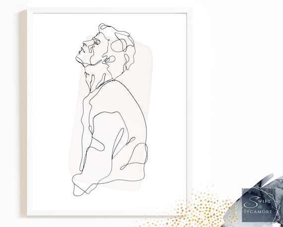 Male Silhouette Abstract Line Art One Line Art Minimalist | Etsy