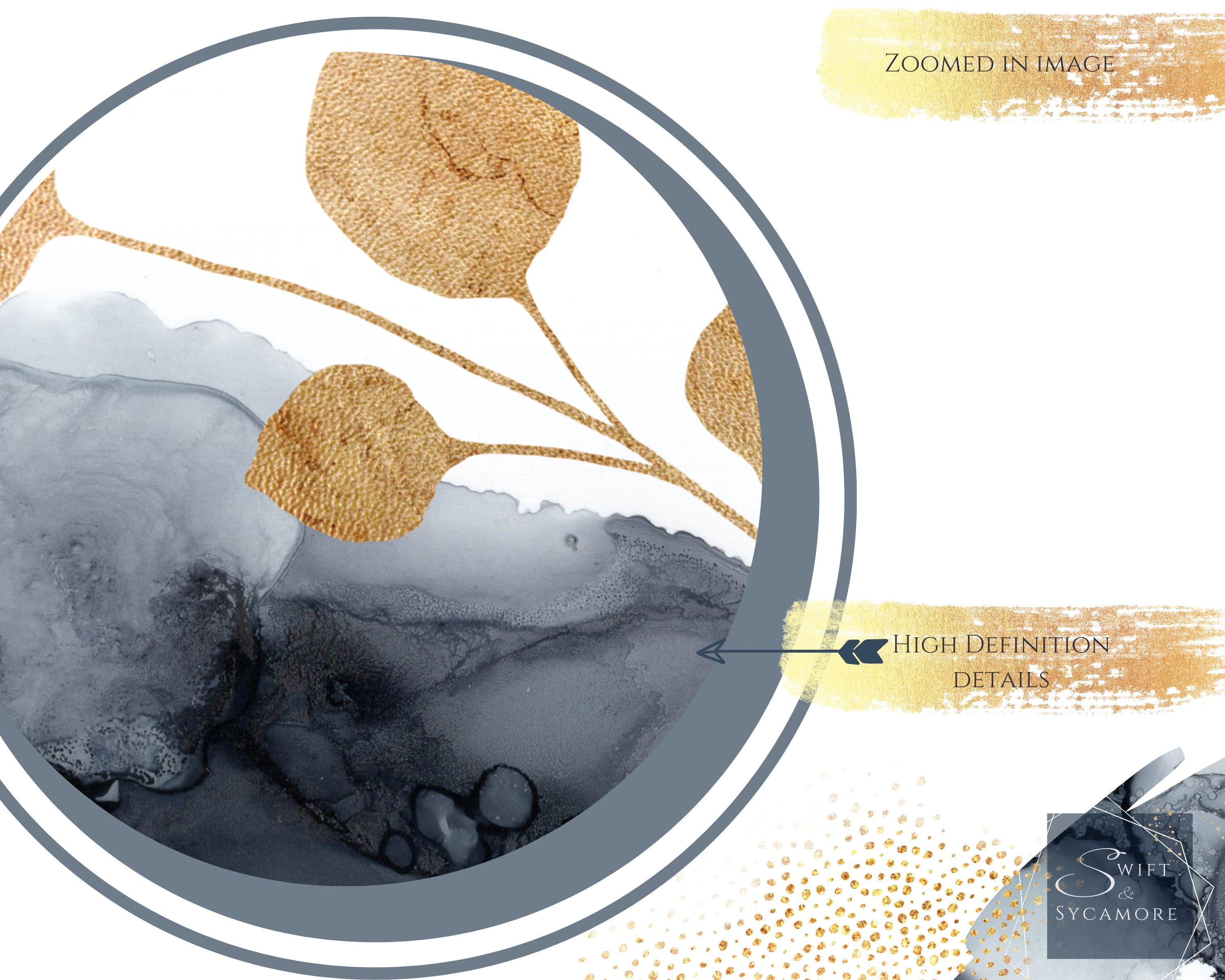 Navy Blue & Gold Alcohol Ink Art Set of 2 Prints Abstract - Etsy
