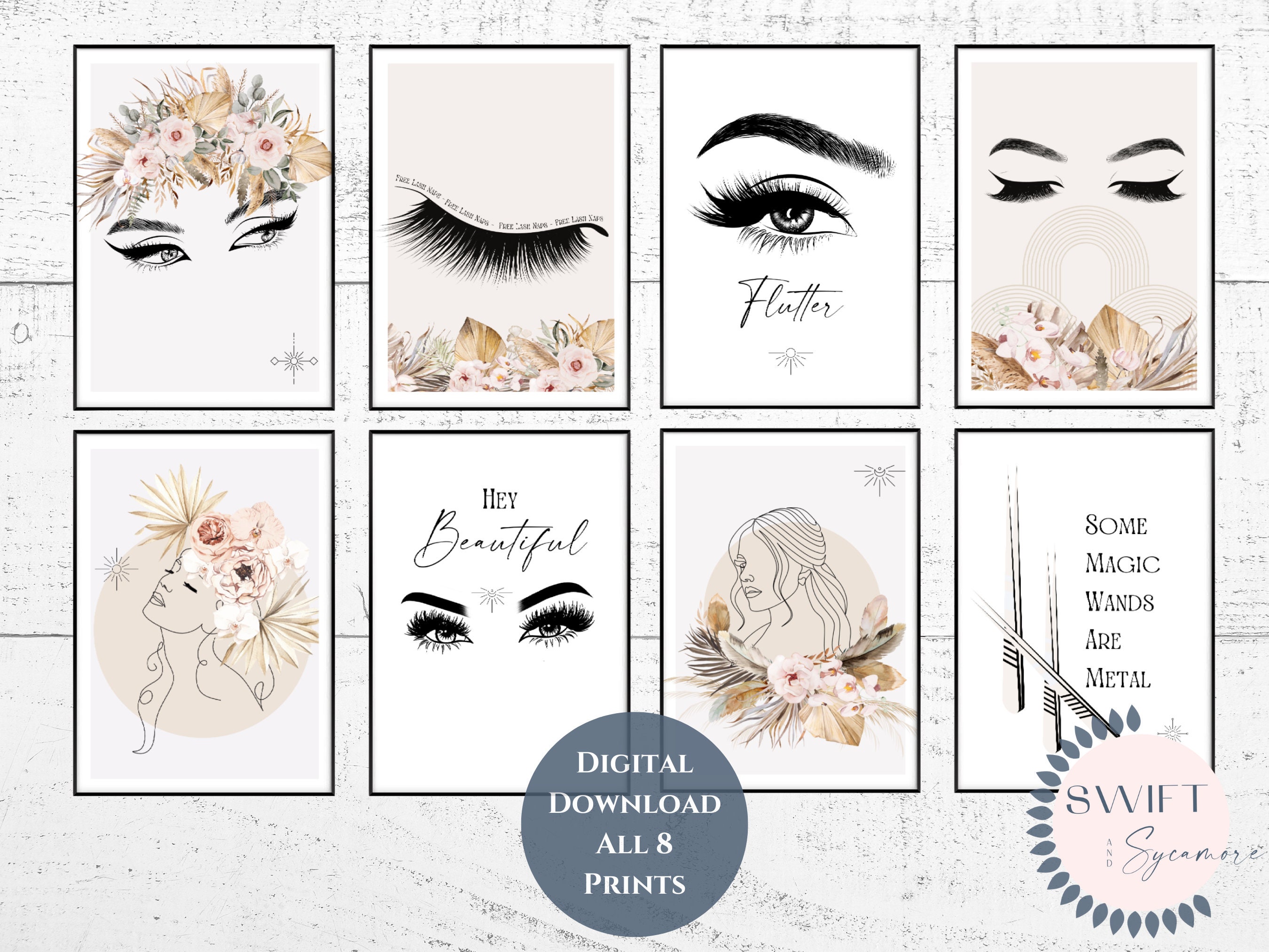 Boho Salon Decor, Lash Techs Gift, Printable Wall Art Neutral ...