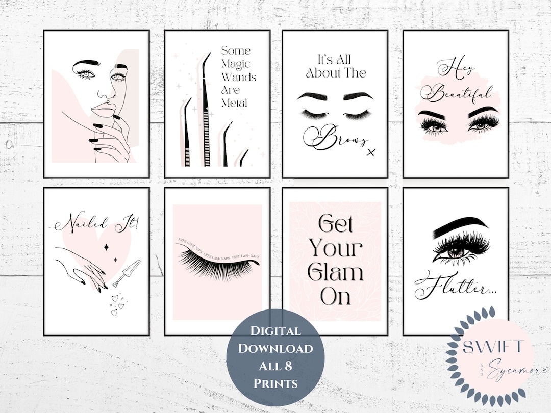 Pink Lash Techs Wall Decor Bundle, Beautician Gifts, Beauty Salon ...