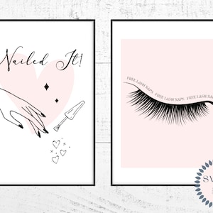 Pink Lash Techs Wall Decor Bundle, Beautician Gifts, Beauty Salon ...