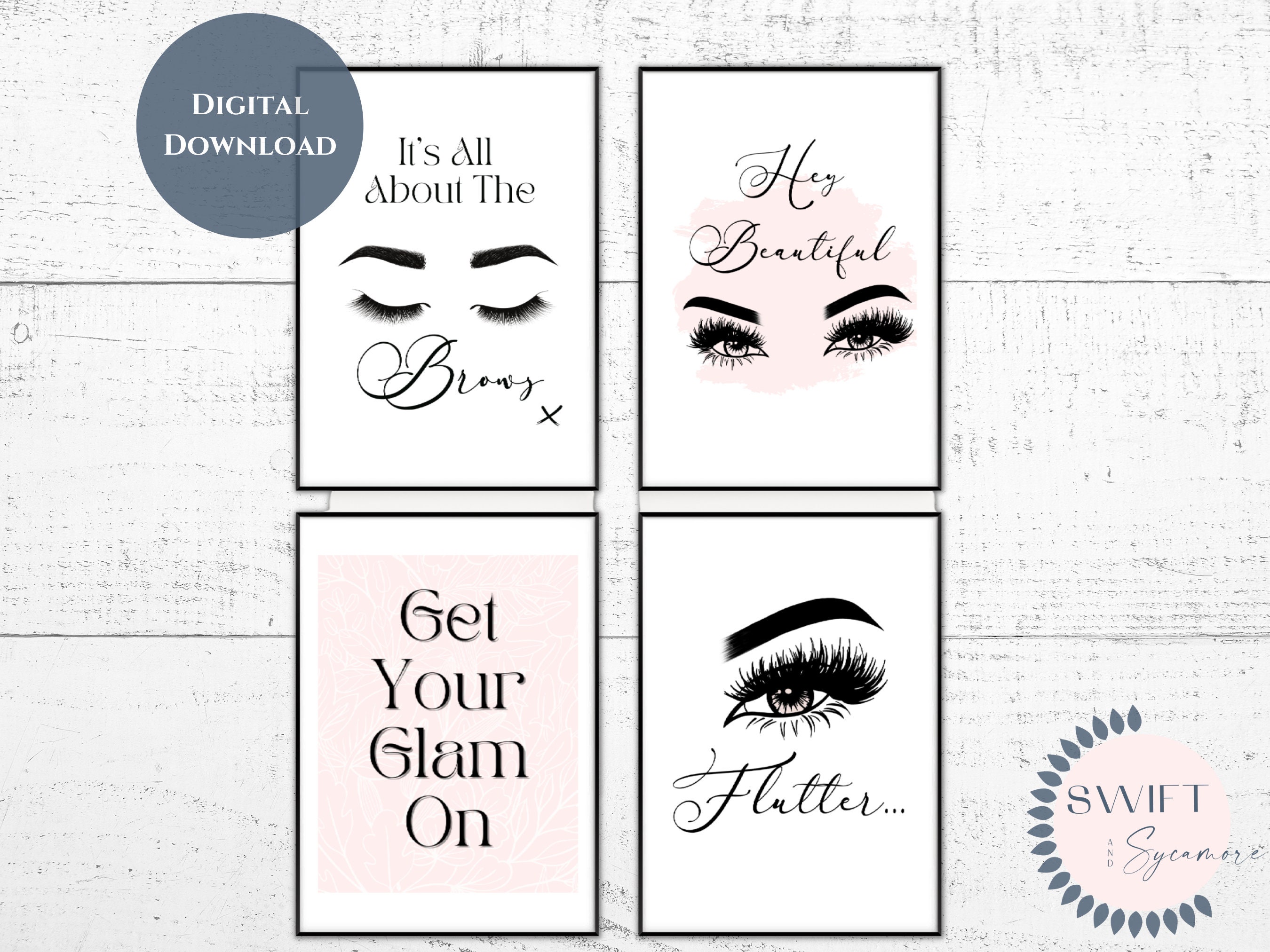Pink Lash Techs Wall Decor Bundle, Beautician Gifts, Beauty Salon ...