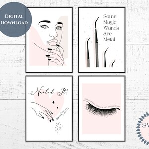 Pink Lash Techs Wall Decor Bundle, Beautician Gifts, Beauty Salon ...