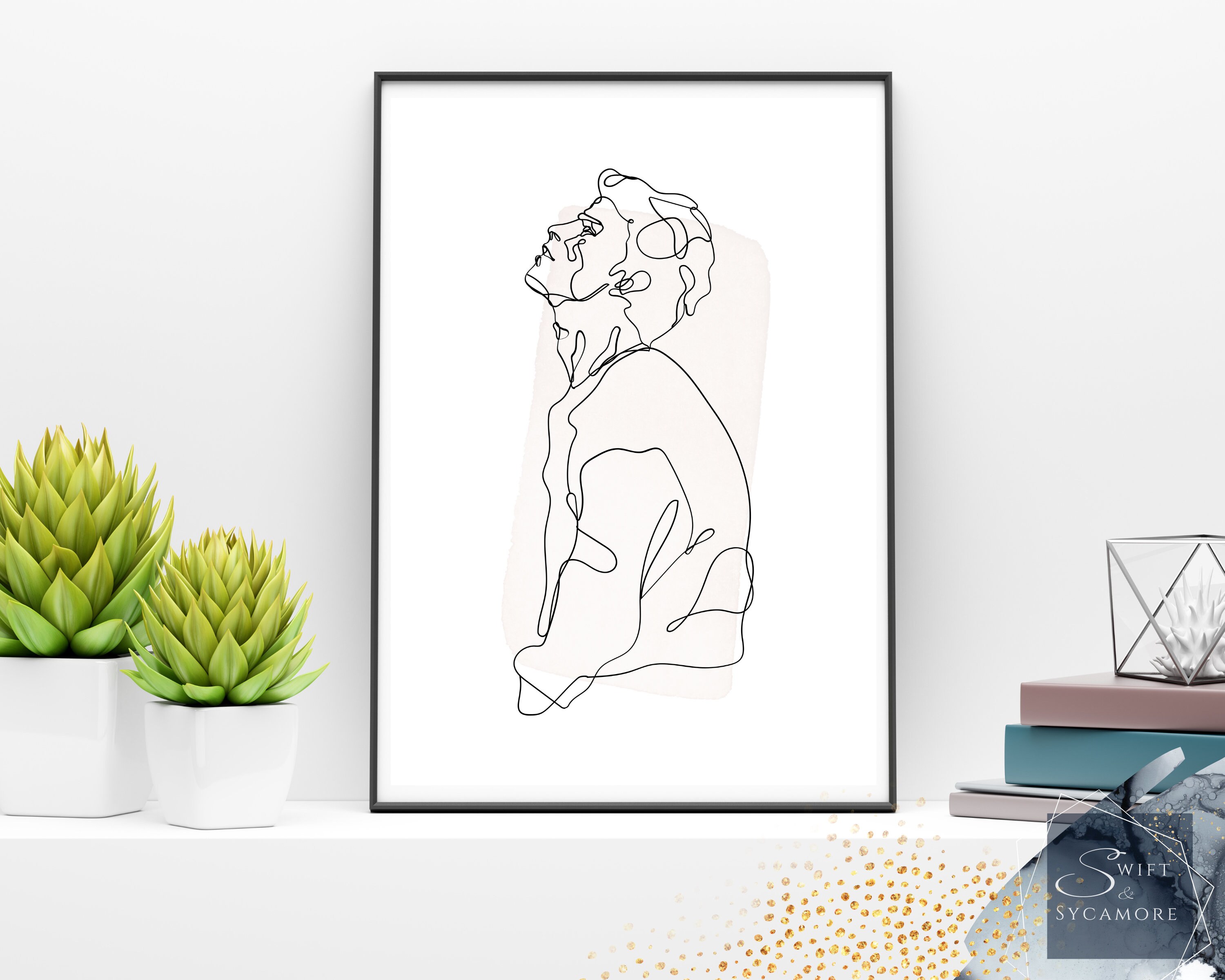 Male Silhouette Abstract Line Art One Line Art Minimalist - Etsy