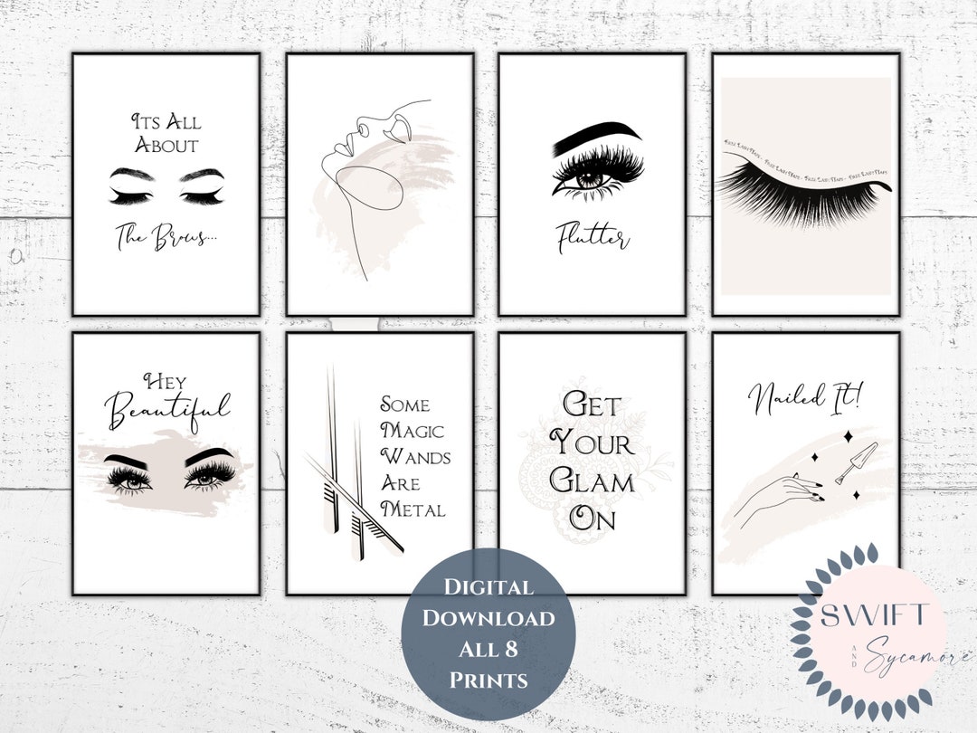 Lash Techs Wall Decor Bundle, Beautician Gifts, Beauty Salon Poster ...