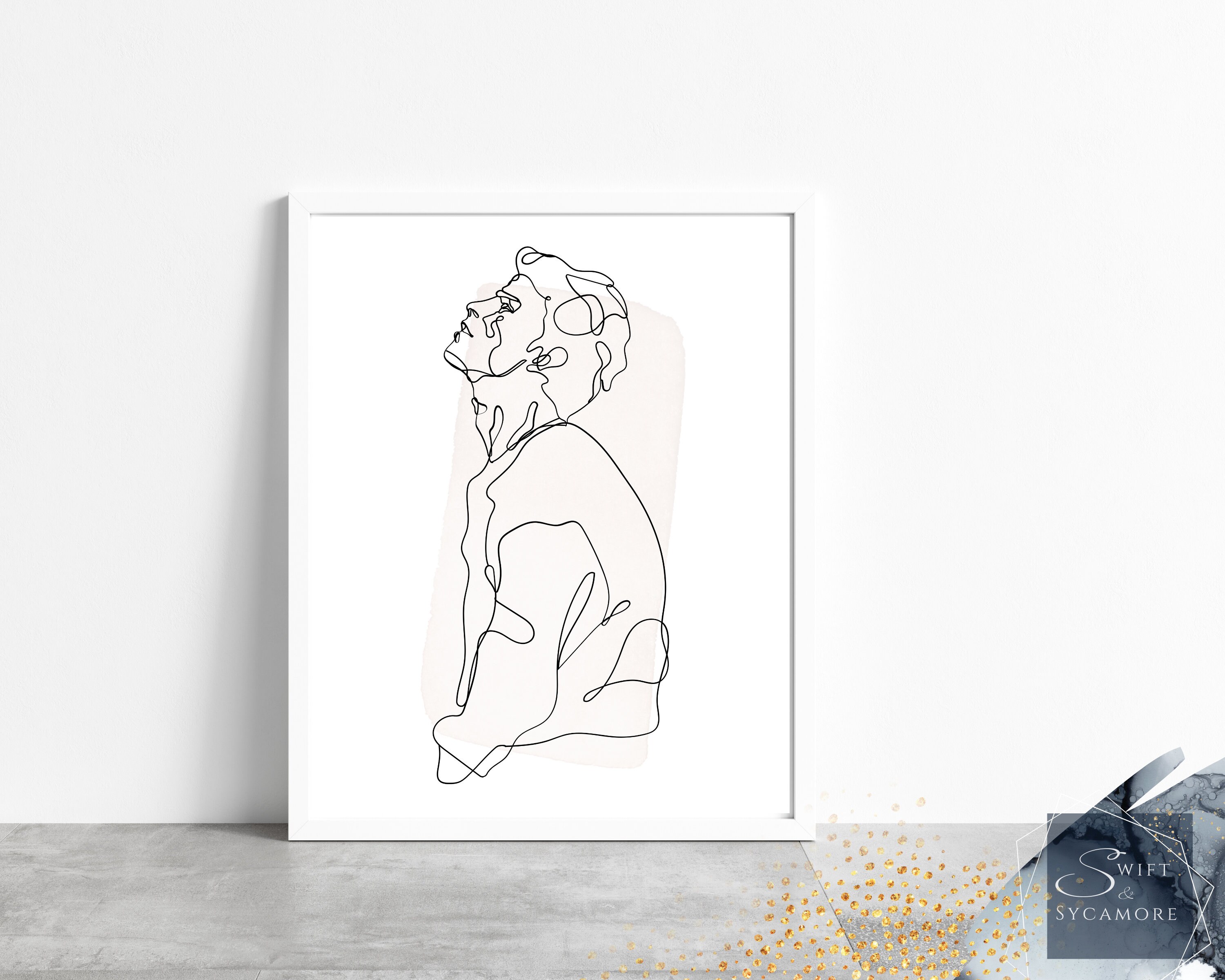 Male Silhouette, Abstract Line Art, One Line Art, Minimalist Wall Art ...