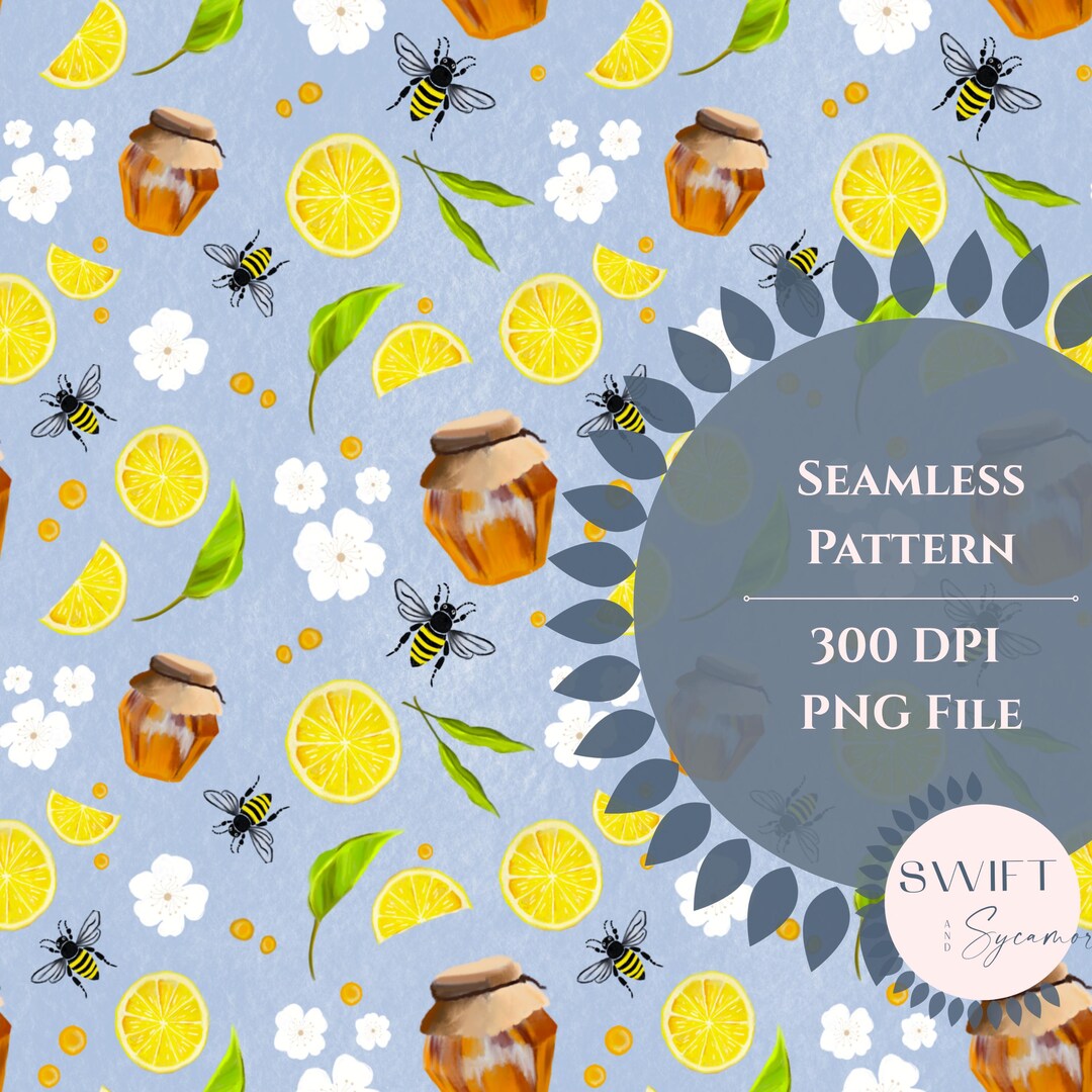 Watercolor Honey Bee Seamless Pattern – Muted Honeycomb Digital Paper ...