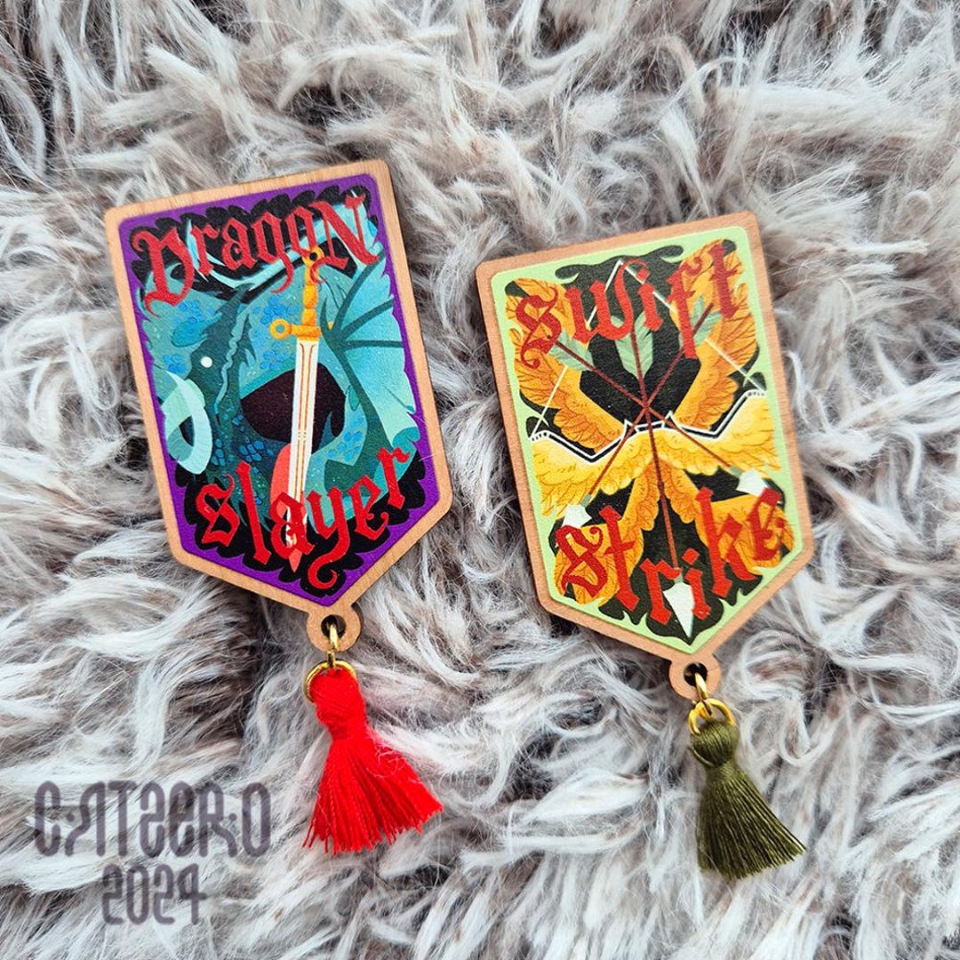 Dragon Slayer & Swift Strike | Banner Pins | Wooden Pins - Etsy