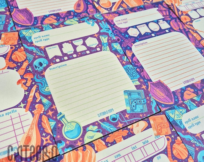 TTRPG Notepads | Character Sheet | Spells | Items - Etsy