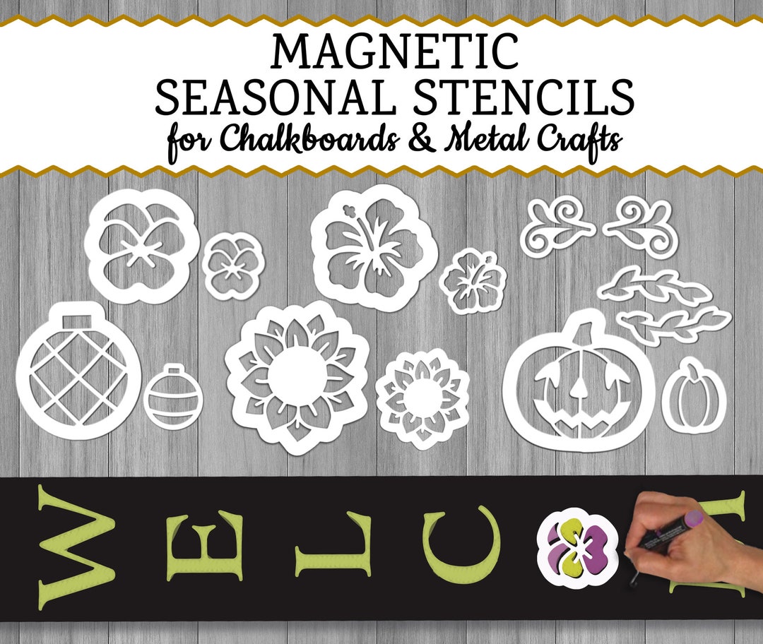 Magnetic Seasonal Chalkboard Stencils for DIY Signs, Reusable Stencils ...