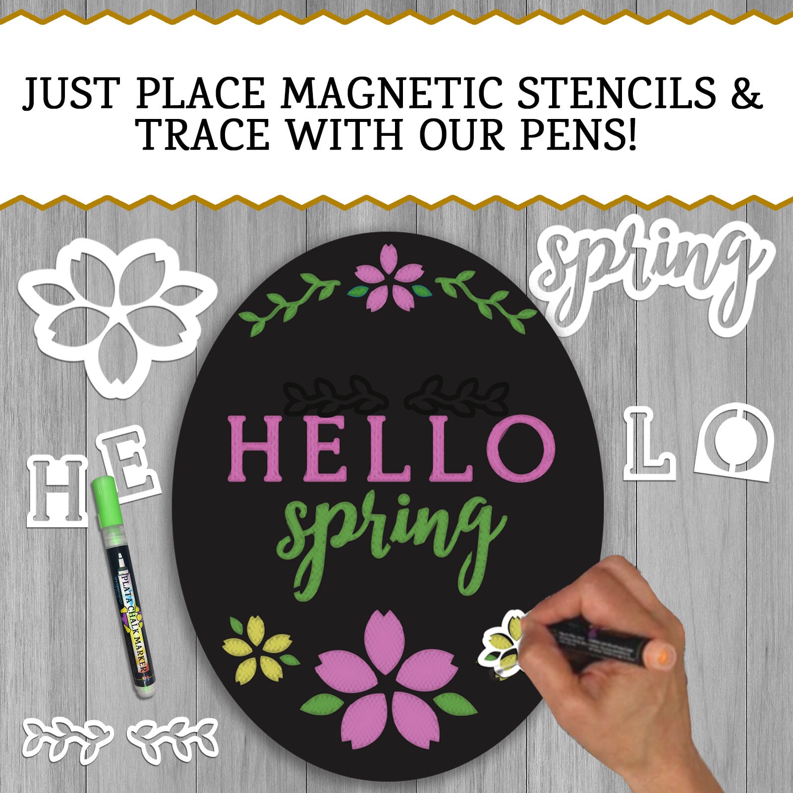 Chalkboard Stencils, Spring Sign Stencils, Interchangeable Porch Sign ...