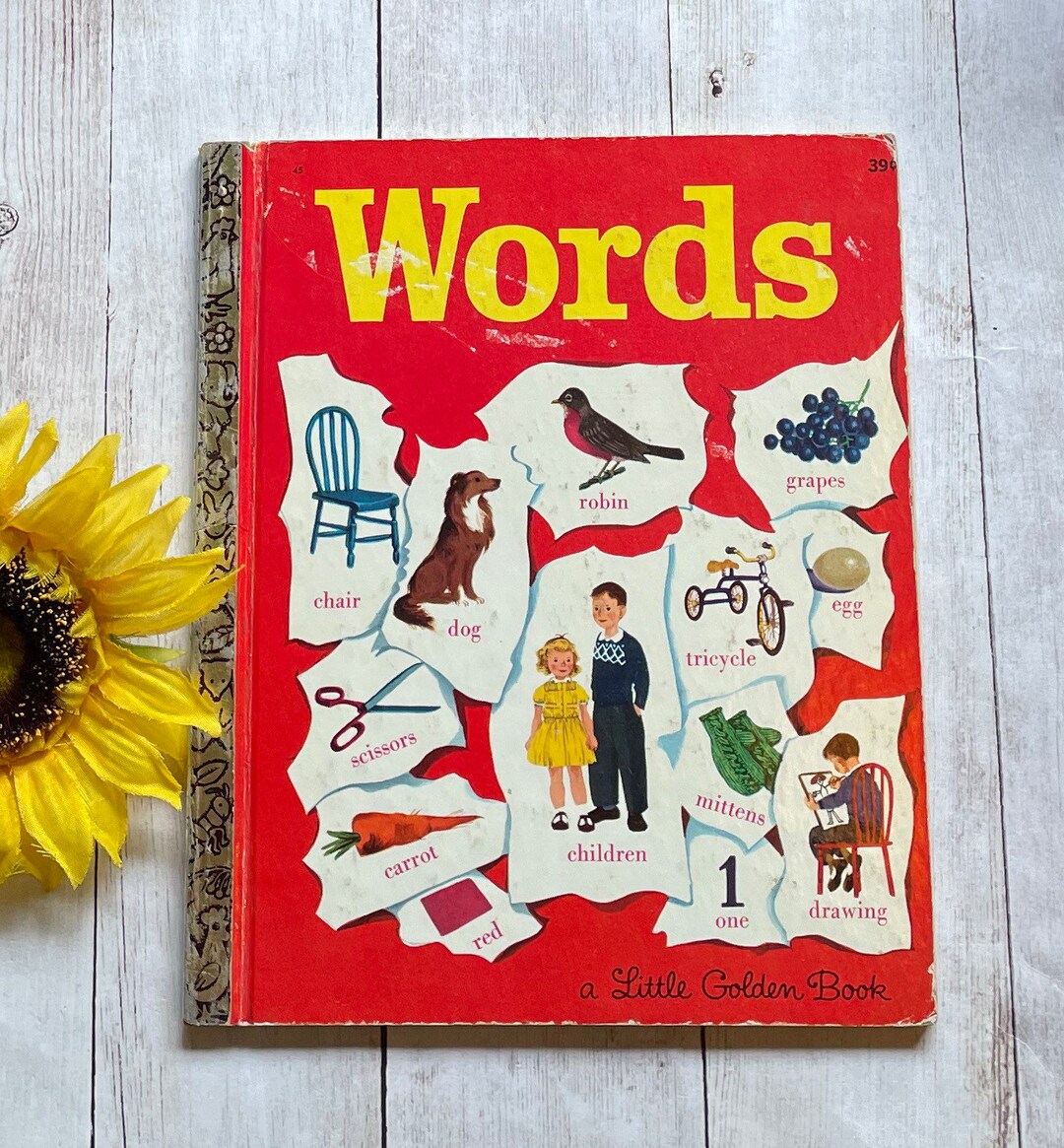 Vintage Words Book Little Golden Book Nursery Decor - Etsy