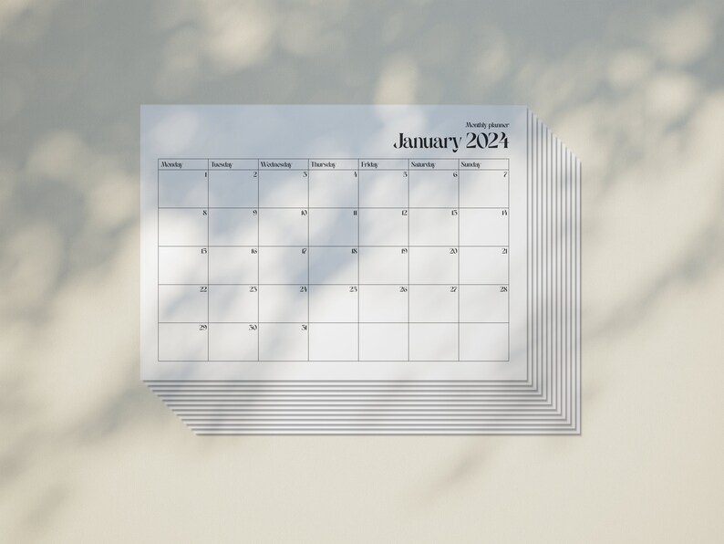 2024 | Printable Monthly Calendar Planner | January to December 2024 ...