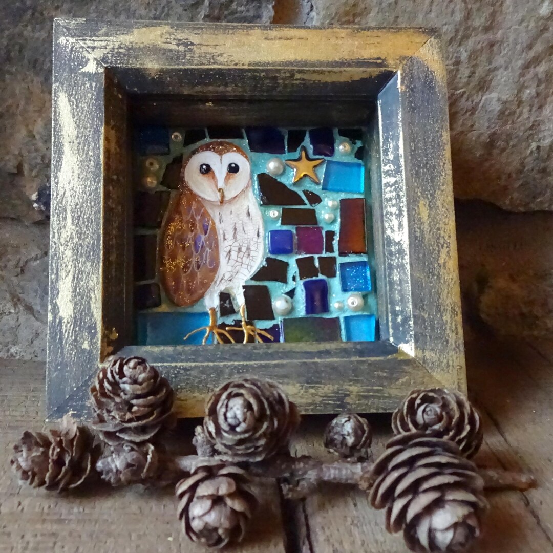 Barn Owl Mosaic Picture in Frame - Etsy