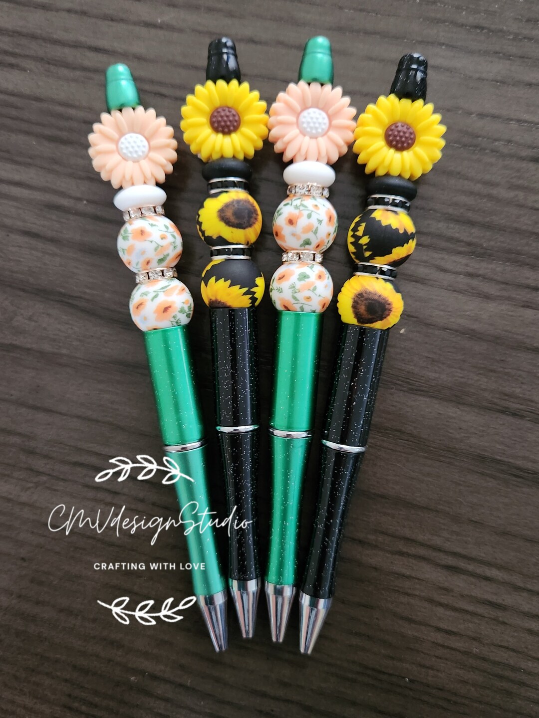 Beaded Pen, Sunflower Pen, Cute Flower Pen, Stylish Pen, Silicone ...
