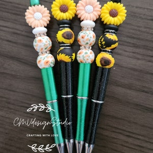 Beaded Pen, Sunflower Pen, Cute Flower Pen, Stylish Pen, Silicone ...