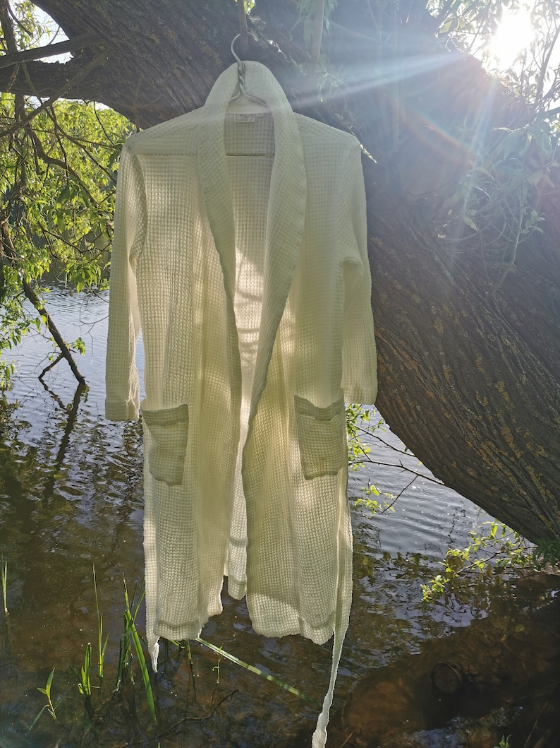 Prewashed Linen Waffle Robe, Soft Organic Bath Towel - Etsy