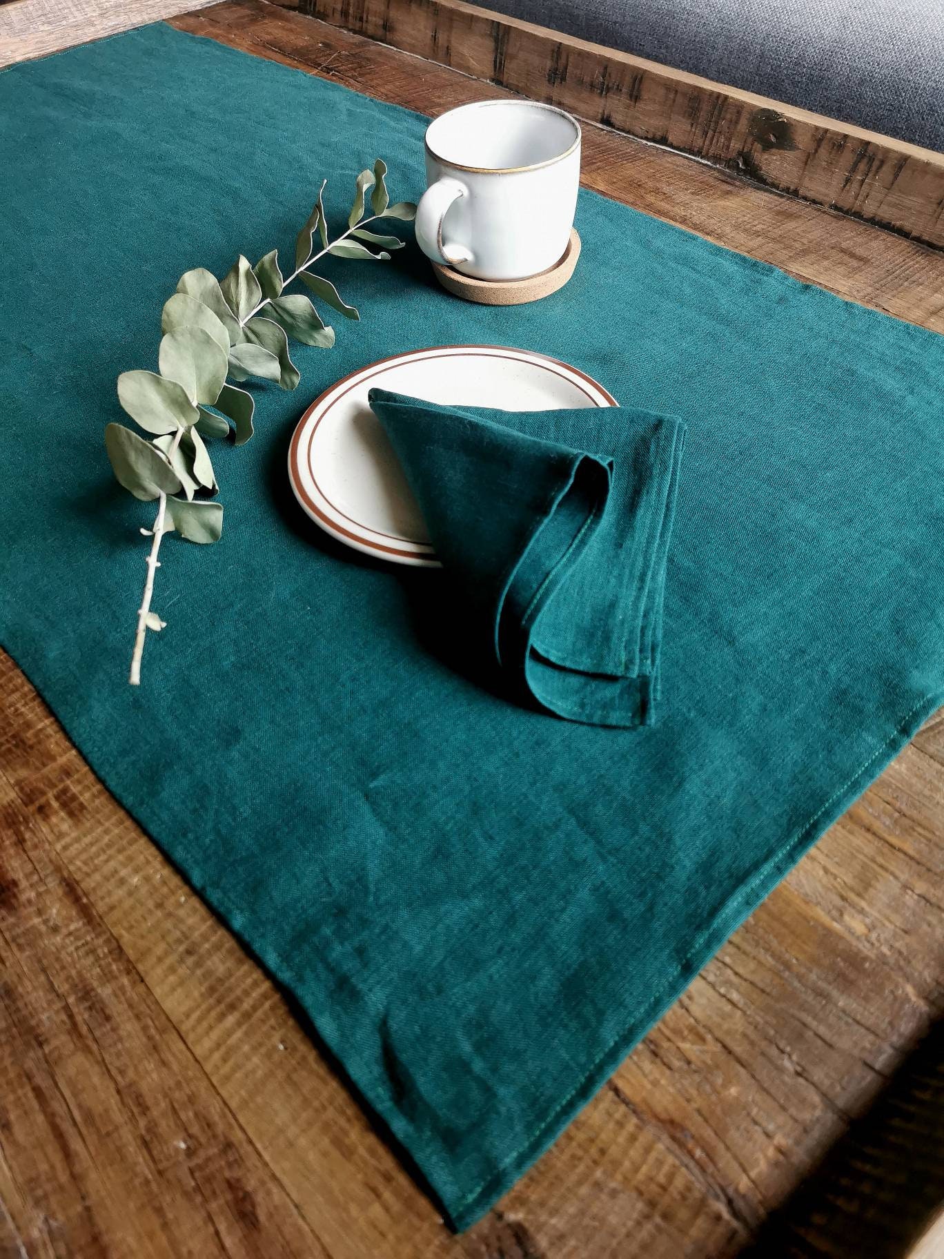 Linen Emerald Green Table Runner,runner for Tea Table, Garden Table ...