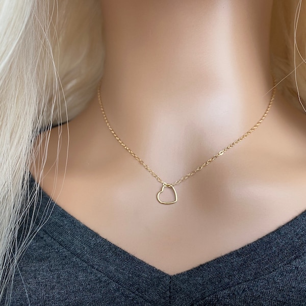 Floating Heart Necklace - Etsy