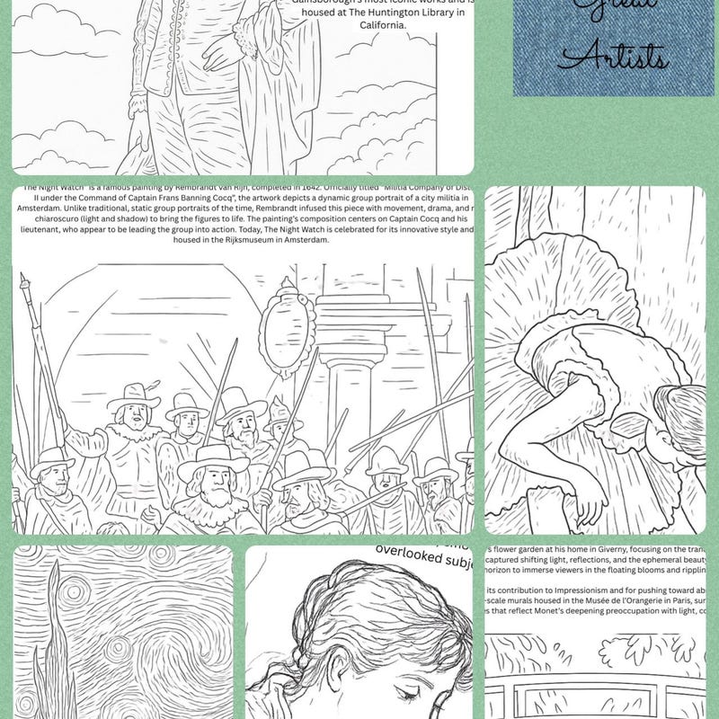 Great Artists Coloring - Etsy UK