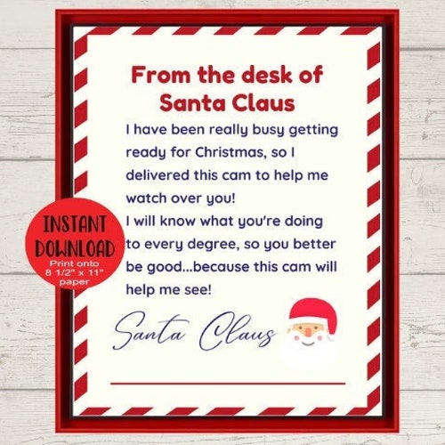 EDITABLE Santa Cam Letter Santa Instant Download Printable - Etsy