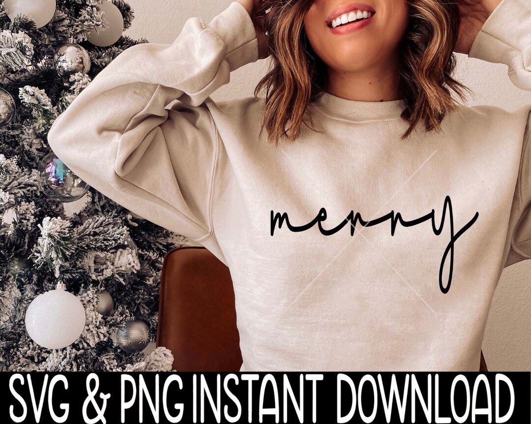 Merry SVG, Merry PNG, Christmas Tee Shirt Svg Instant Download, Cricut ...